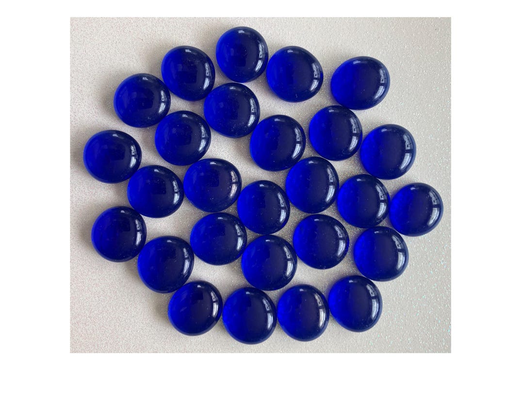 25 COBALT BLUE Glass Gems - Mosaic Supplies - Half Marbles/cabochons ...