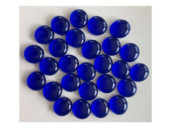 25 COBALT BLUE Glass Gems - Mosaic Supplies - Half Marbles/cabochons ...