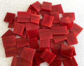 DARK RED Semi-transparent Stained Glass 50 Pieces | Etsy