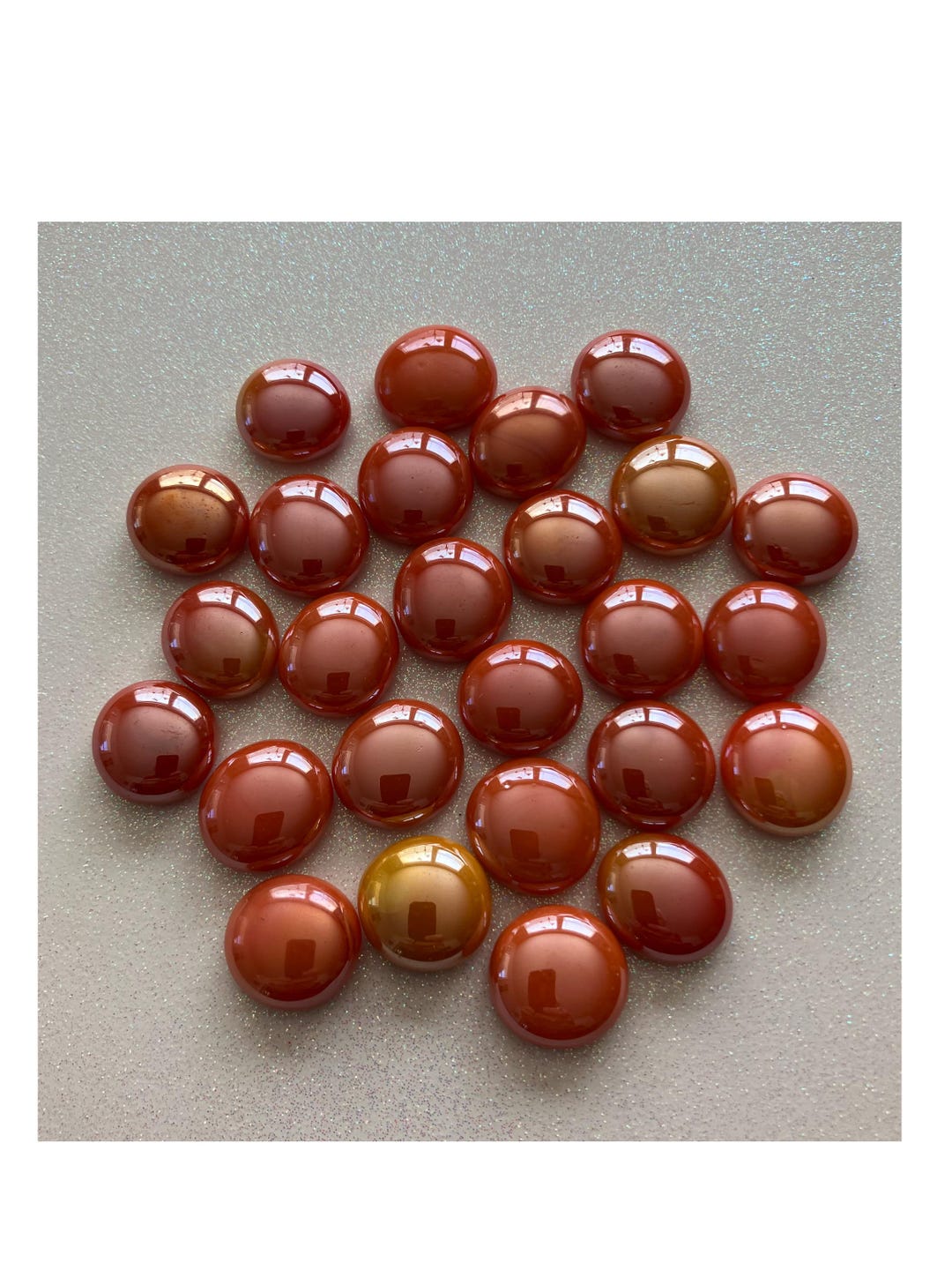 25 DARK ORANGE Flat Glass Gems - Half Marbles/cabochons/glass Nuggets ...