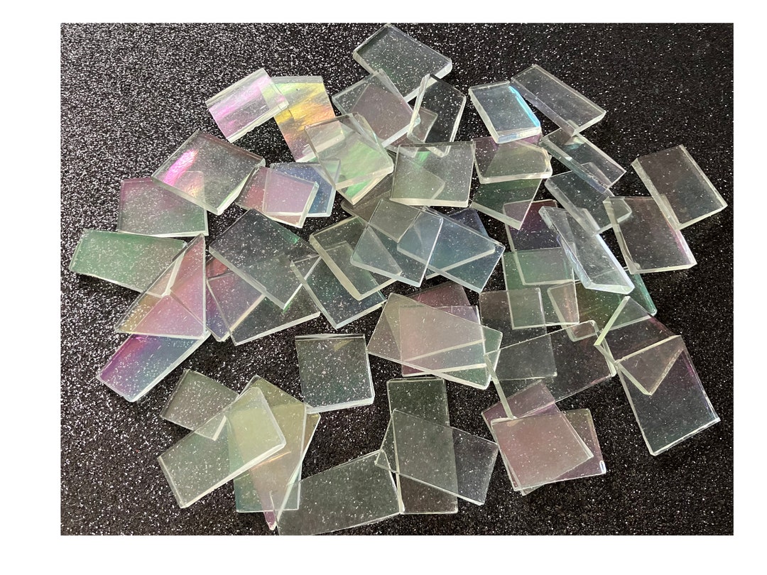 CLEAR Iridescent Stained Glass - 50 Pieces - Etsy