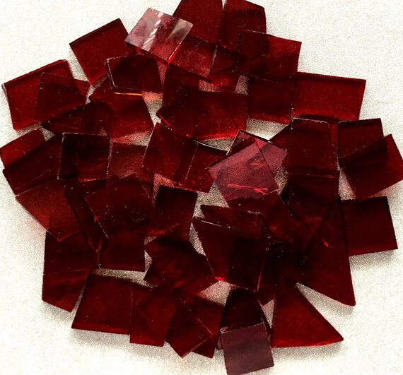 DARK RED Semi-transparent Stained Glass 50 Pieces | Etsy