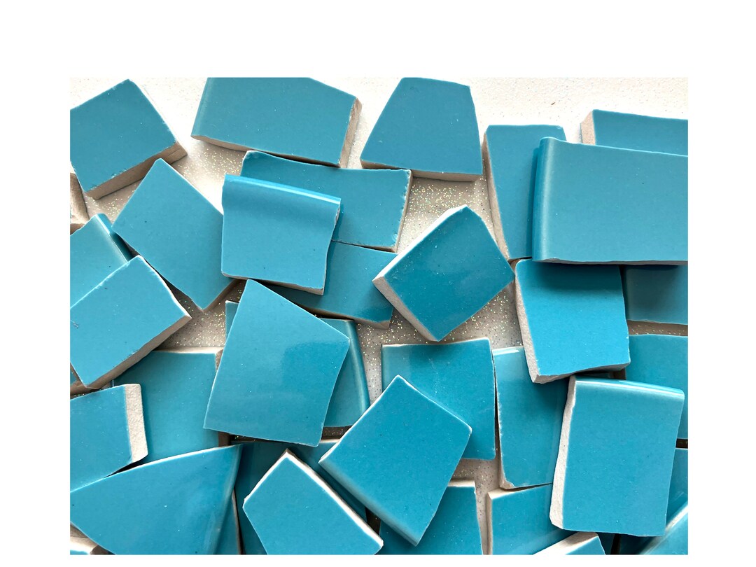 Solid TURQUOISE Mosaic Tiles - Recycled Plates - 50 Tiles - Etsy