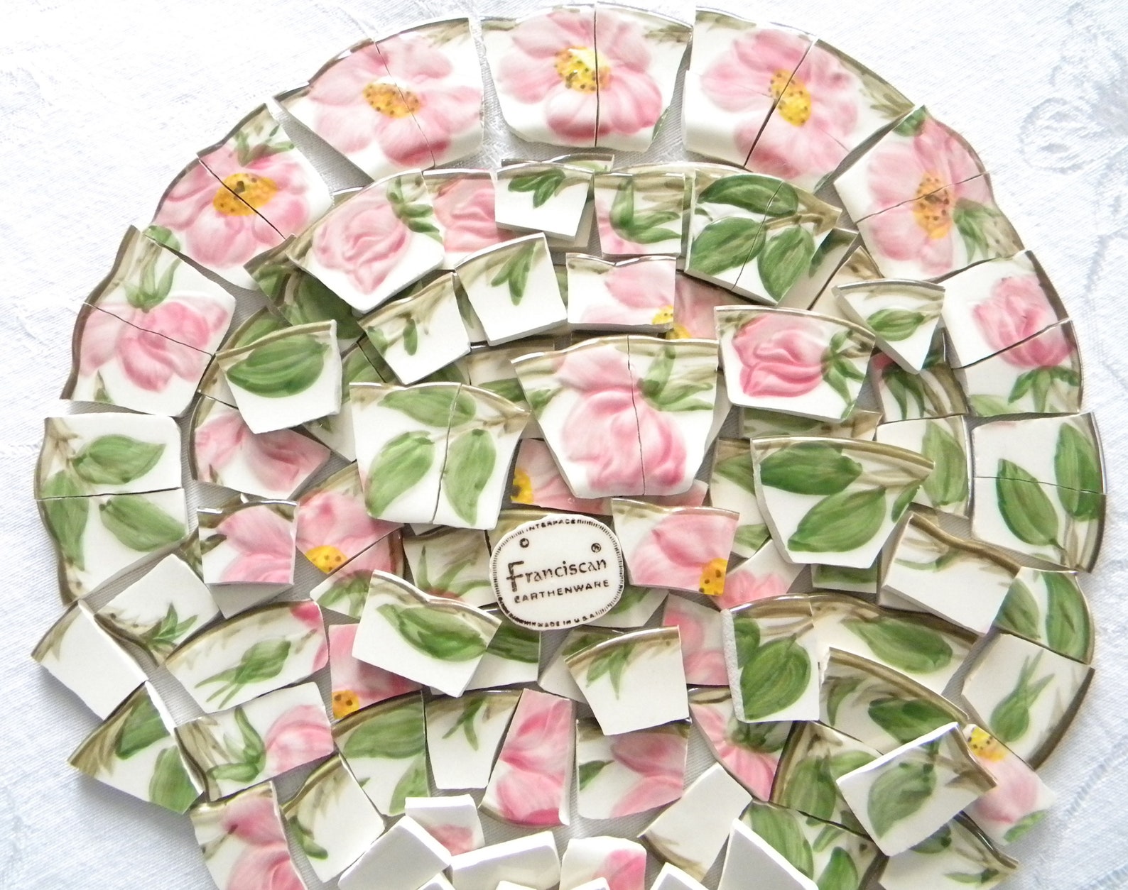 VINTAGE Franciscan Desert Rose MOSAIC Tiles Broken China - Cottage Chic ...
