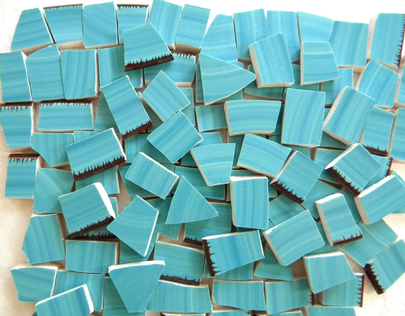 Bright Turquoise Mosaic Tiles Recycled Plates 50 Tiles | Etsy