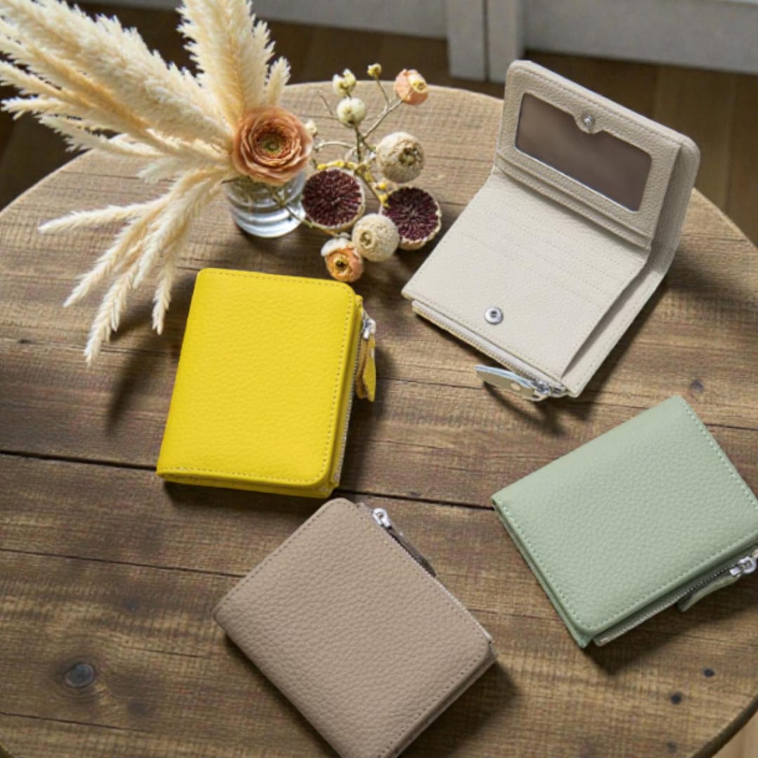 Slim Pebbled Leather Mini Wallet With Zipper Coin Pocket, Snap Closure ...