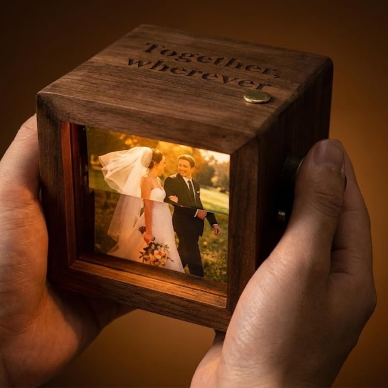 Personalized Wooden Flipbook Animation Box - Light up Hand Crank ...