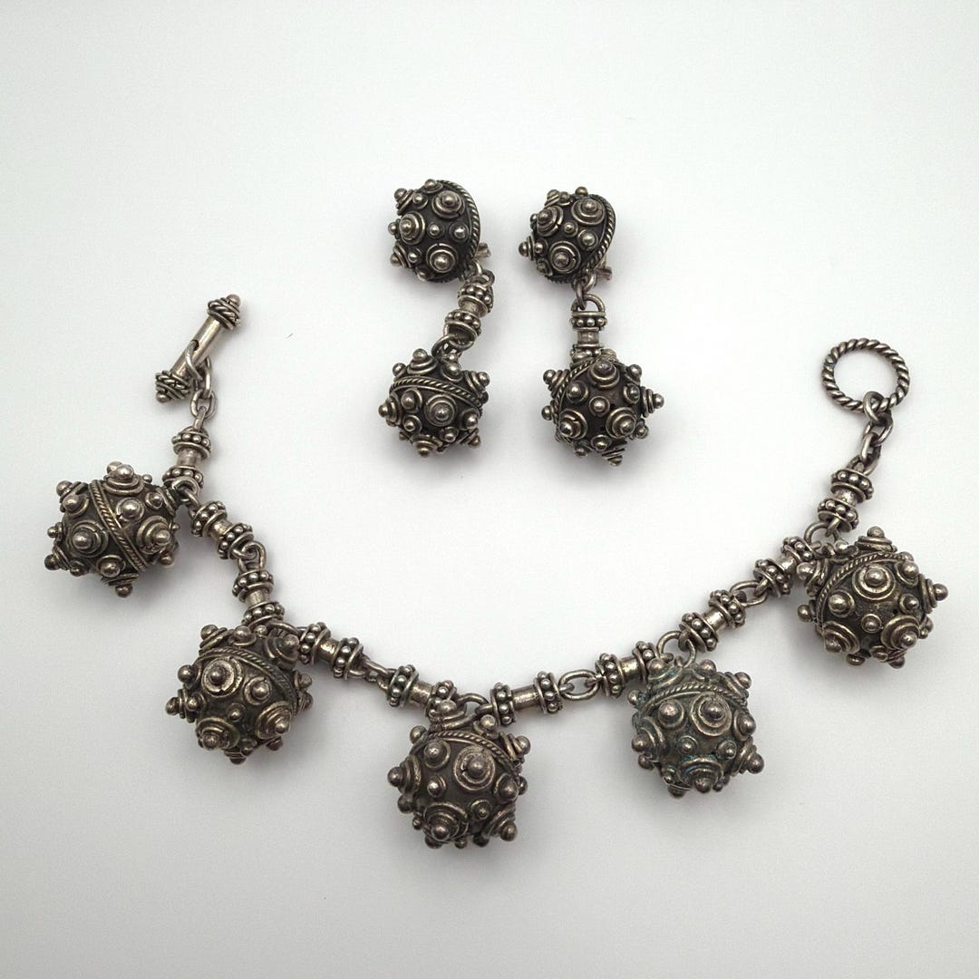 Vintage Indonesian Sterling Silver Jewelry Set. Signed J. Hadi, Artisan ...