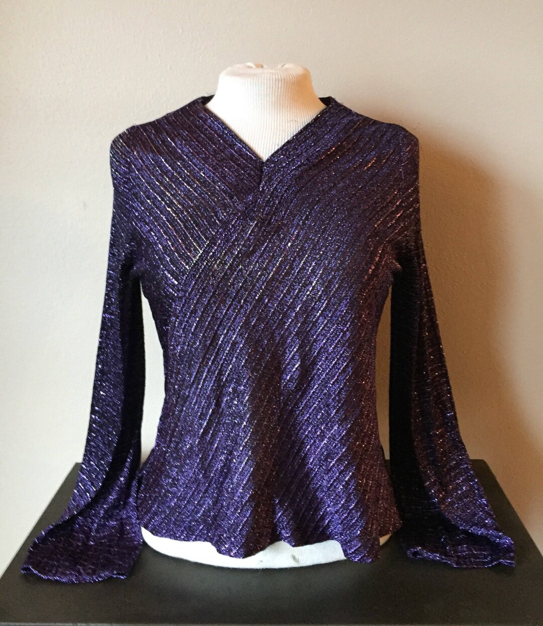 Vintage 1980s Blouse Pullover Disco Glam Rock KEVIN STUART Purple ...