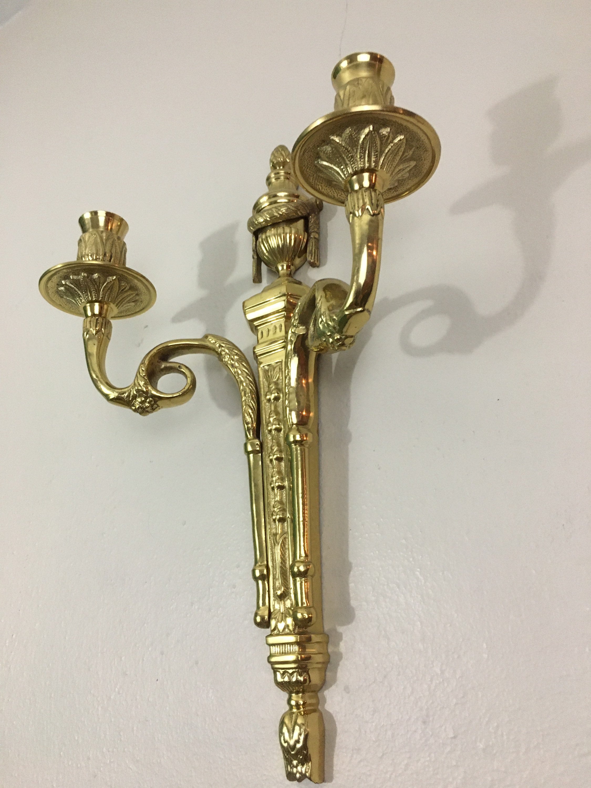 Antique Cast Brass Candle Sconce French Louis XVI Style Top Center Urn ...