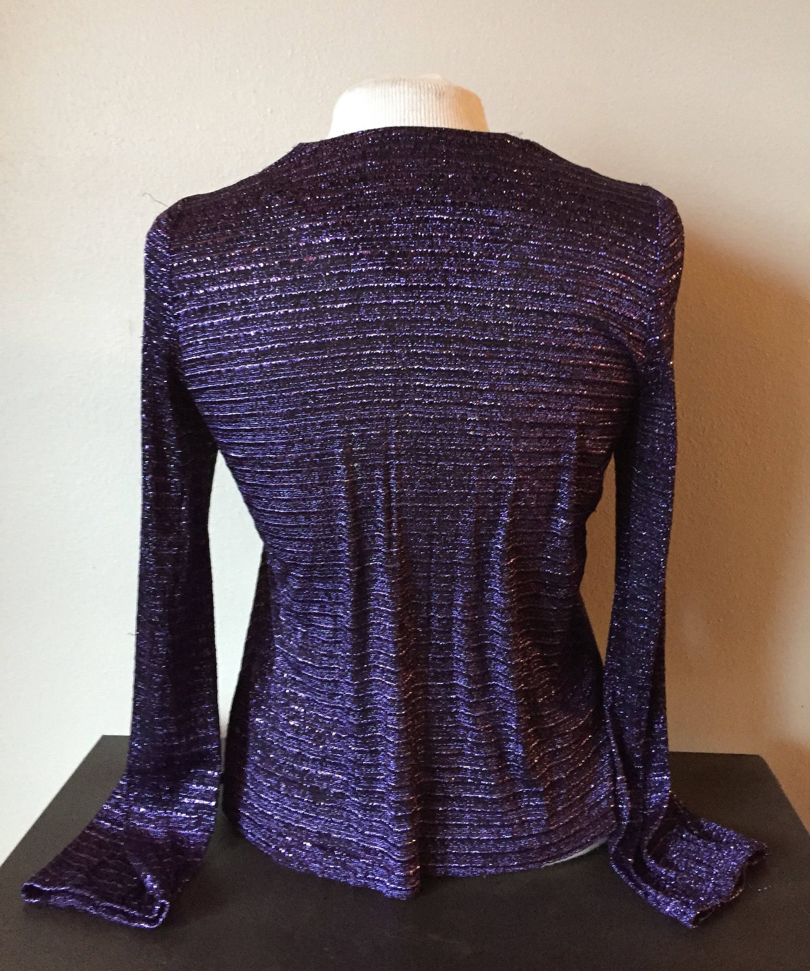 Vintage 1980s Blouse Pullover Disco Glam Rock KEVIN STUART Purple ...