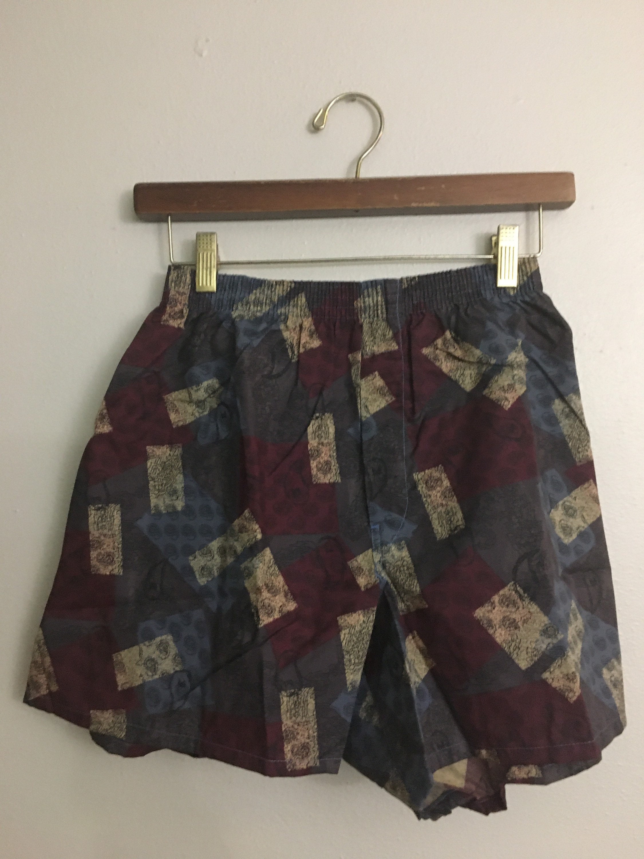 Vintage 80s/90s Mens Jockey Boxers Abstract Cotton Blend Black Blue Red ...