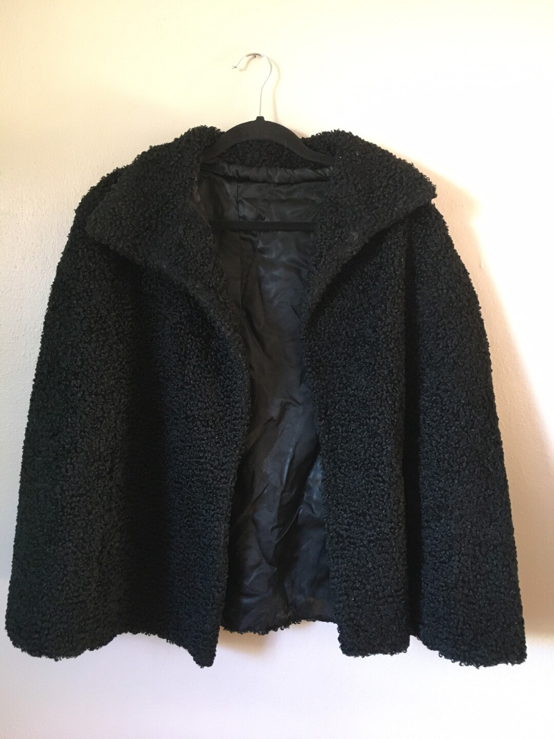 Vintage 1960s Cape Black Curly Wool Posh Glamour Evening - Etsy