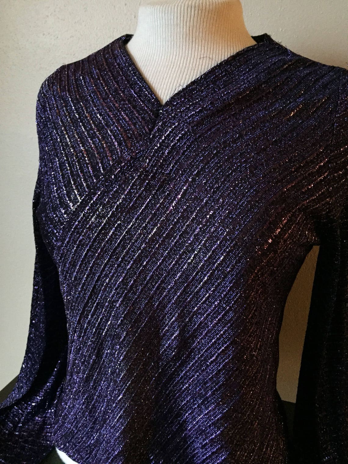 Vintage 1980s Blouse Pullover Disco Glam Rock KEVIN STUART Purple ...