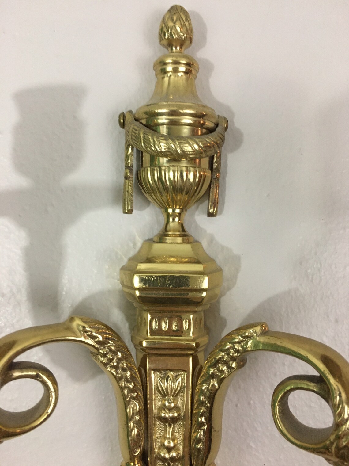 Antique Cast Brass Candle Sconce French Louis XVI Style Top Center Urn ...