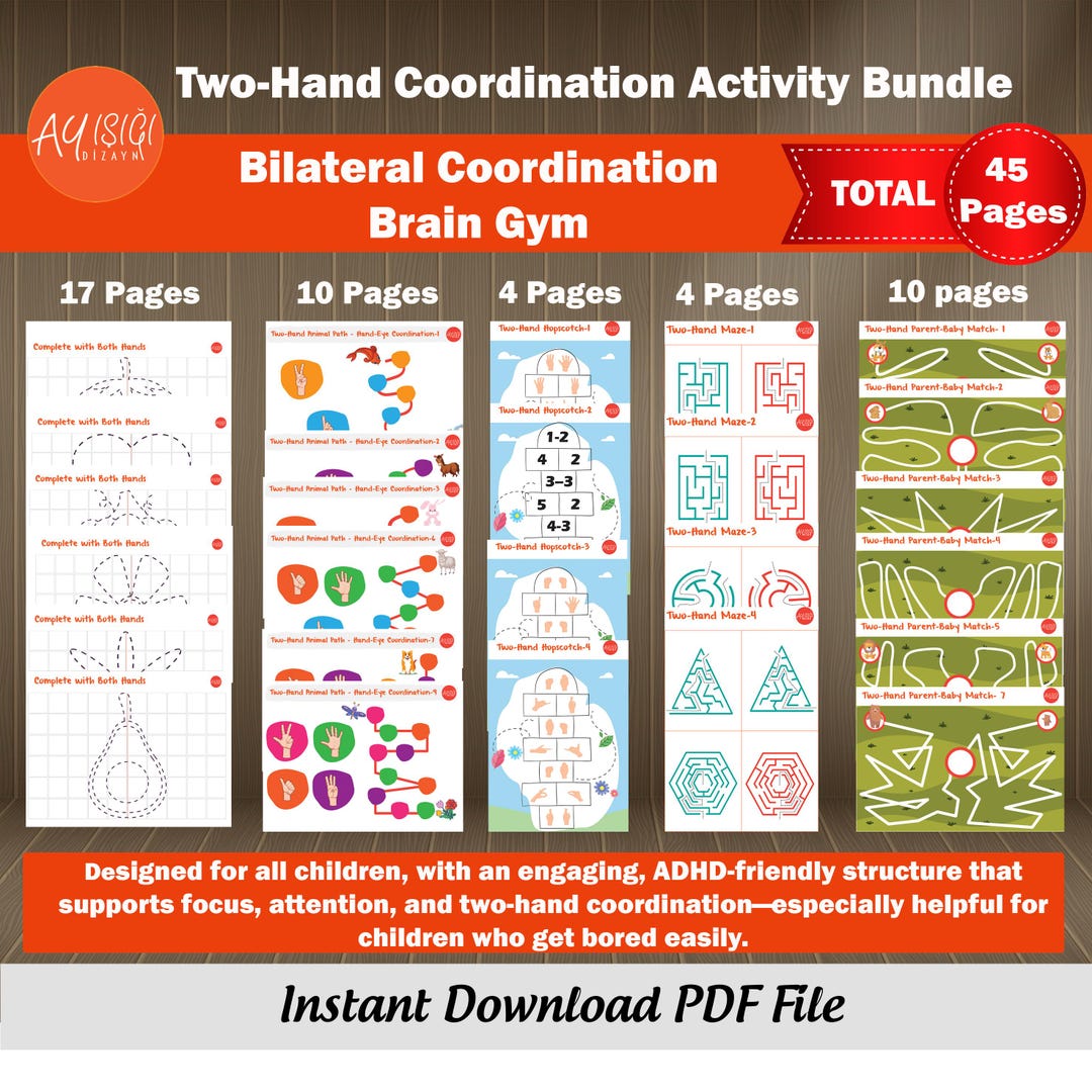 Two-hand Coordination Activity Bundle | Bilateral | Brain Gym | Adhd ...