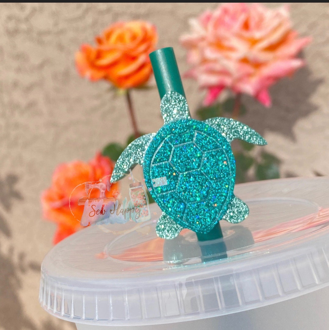 Large Turtle Straw Topper - Etsy