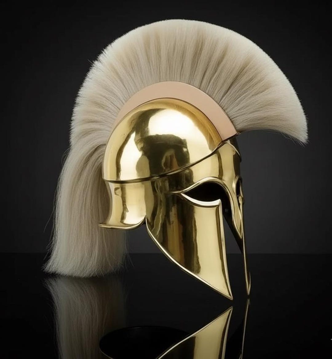 Handmade Spartan Helmet With White Crest | Leonidas 300 Cosplay Armor ...