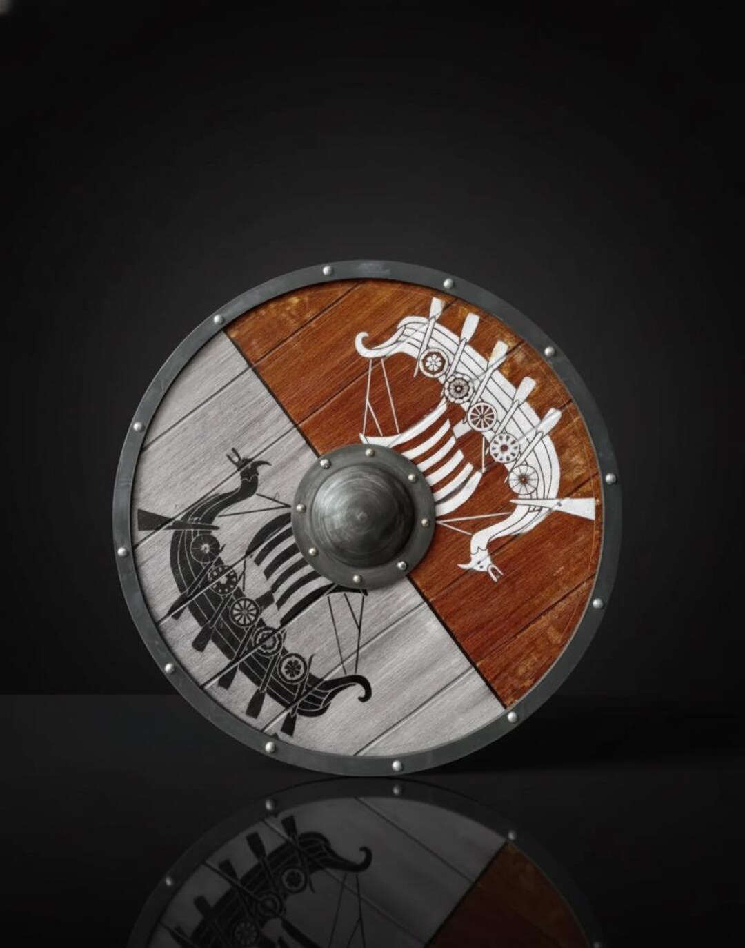 Handcrafted Viking Ship Shield, Painted Norse Decor, LARP Reenactment ...