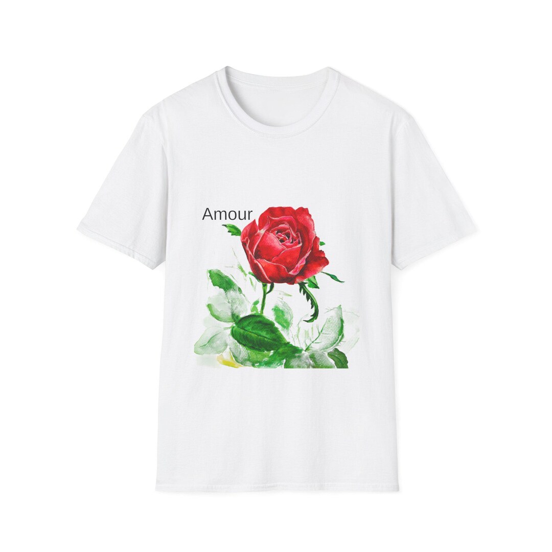 Amour Red Rose T-shirt | Floral Watercolor Rose Shirt - Etsy