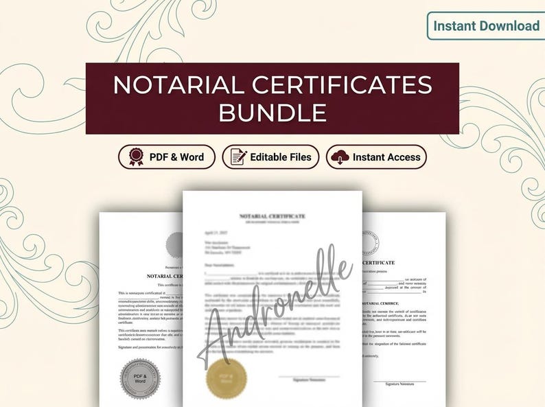 Complete Notarial Certificate Templates Bundle – Editable PDF | 20 ...