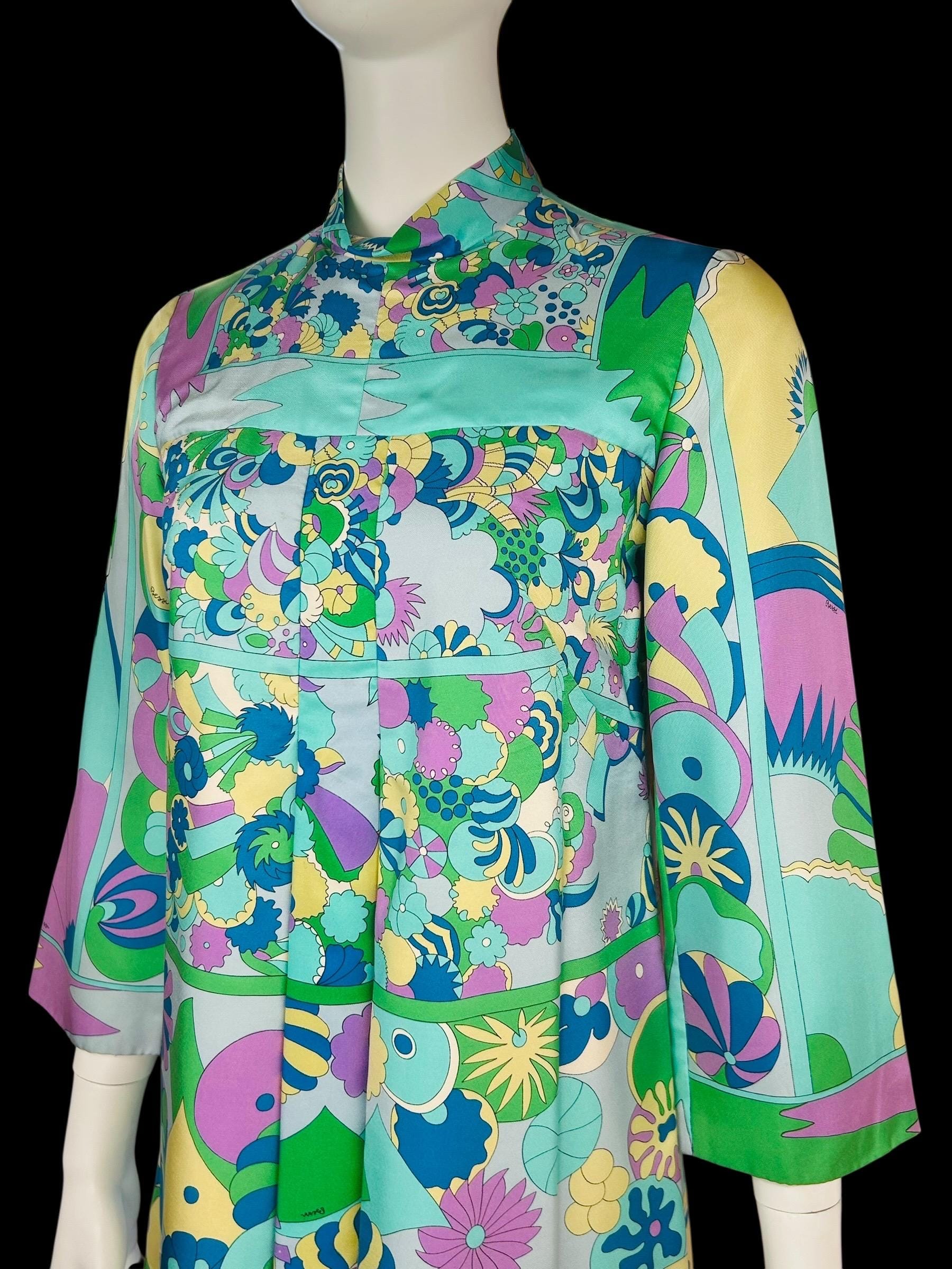 Vintage 1960’s Bessi Mod Psychedelic Op Art Couture Silk Dress Size S 4 ...