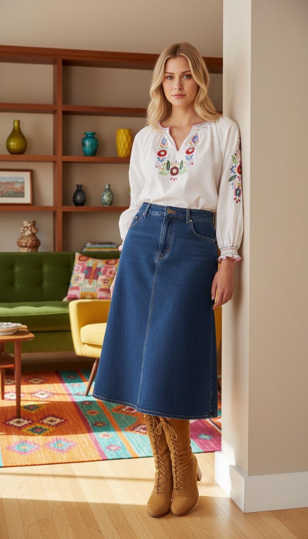 Vintage 1980’s Women’s Hungarian Flower Embroidered Hippie Boho Size ...