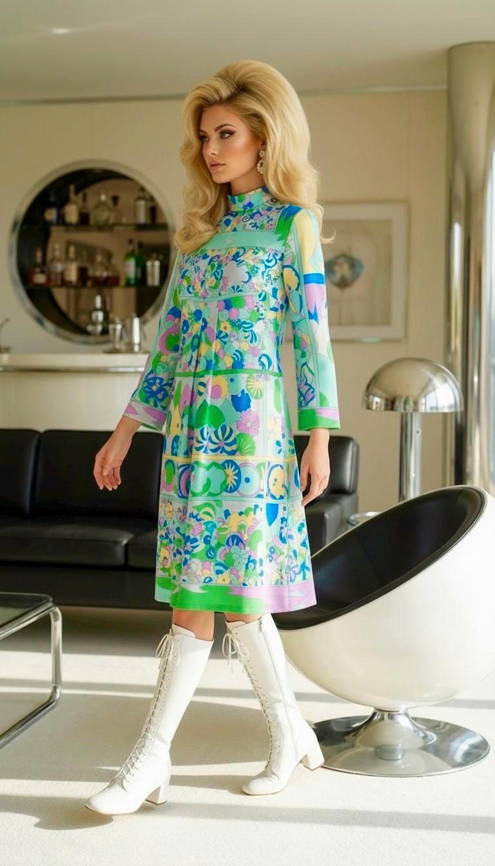 Vintage 1960’s Bessi Mod Psychedelic Op Art Couture Silk Dress Size S 4 ...