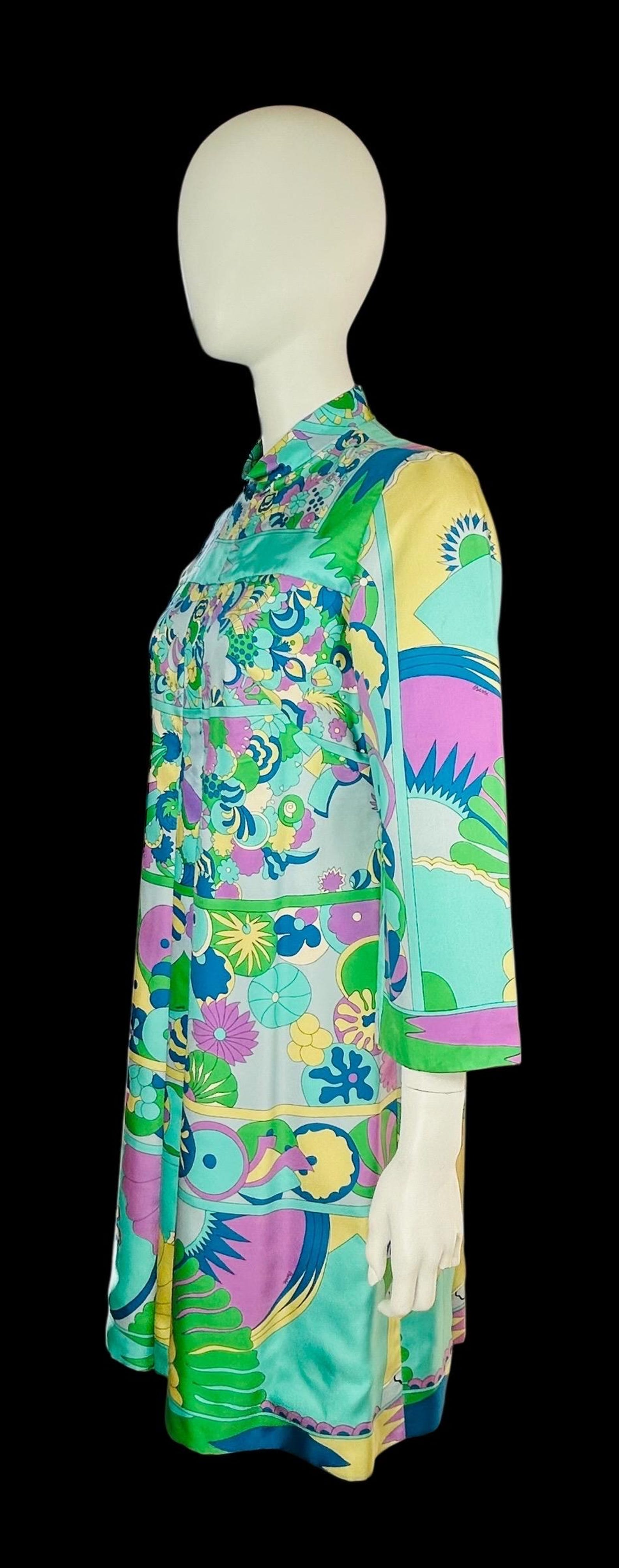 Vintage 1960’s Bessi Mod Psychedelic Op Art Couture Silk Dress Size S 4 ...