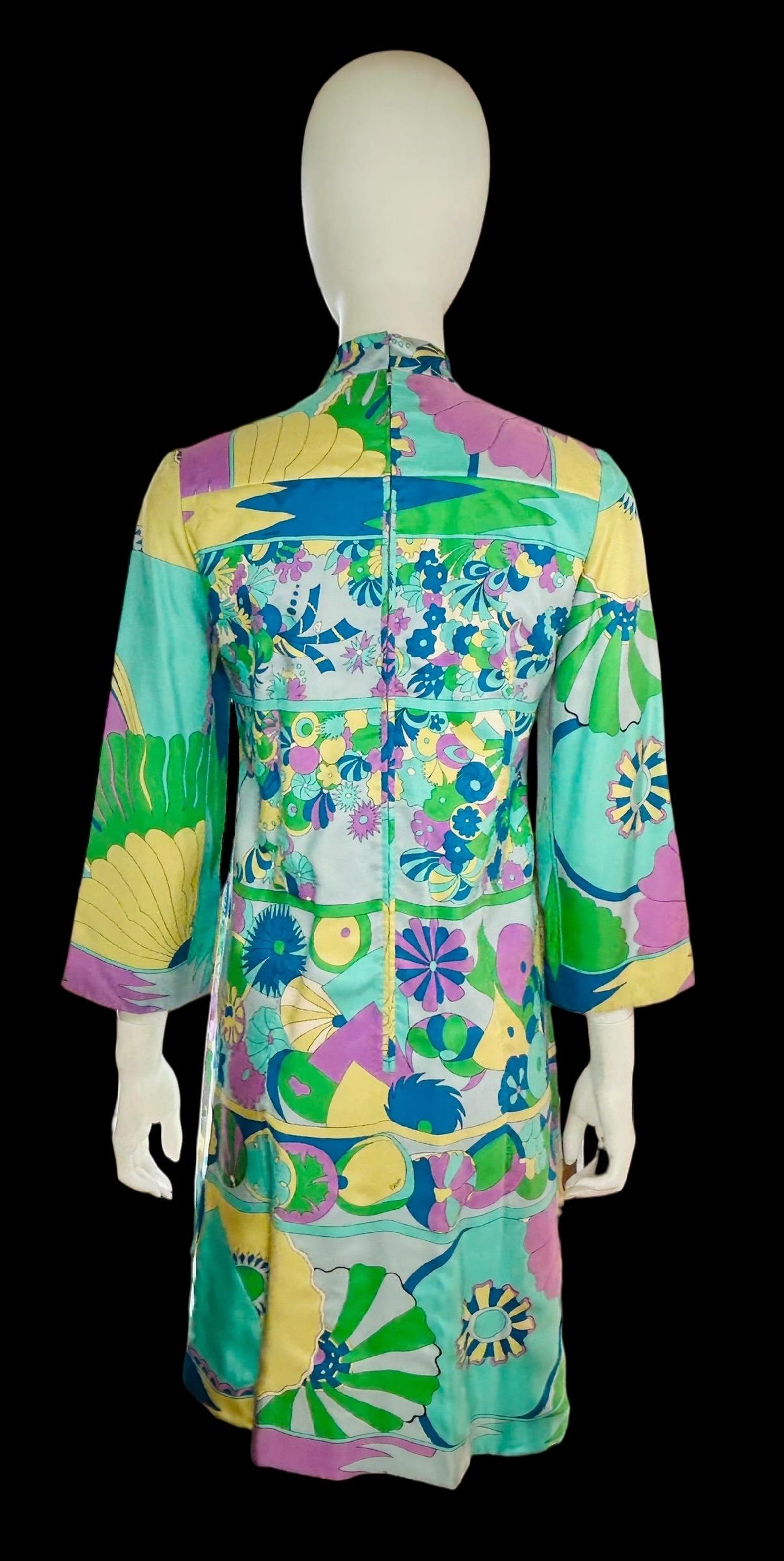 Vintage 1960’s Bessi Mod Psychedelic Op Art Couture Silk Dress Size S 4 ...
