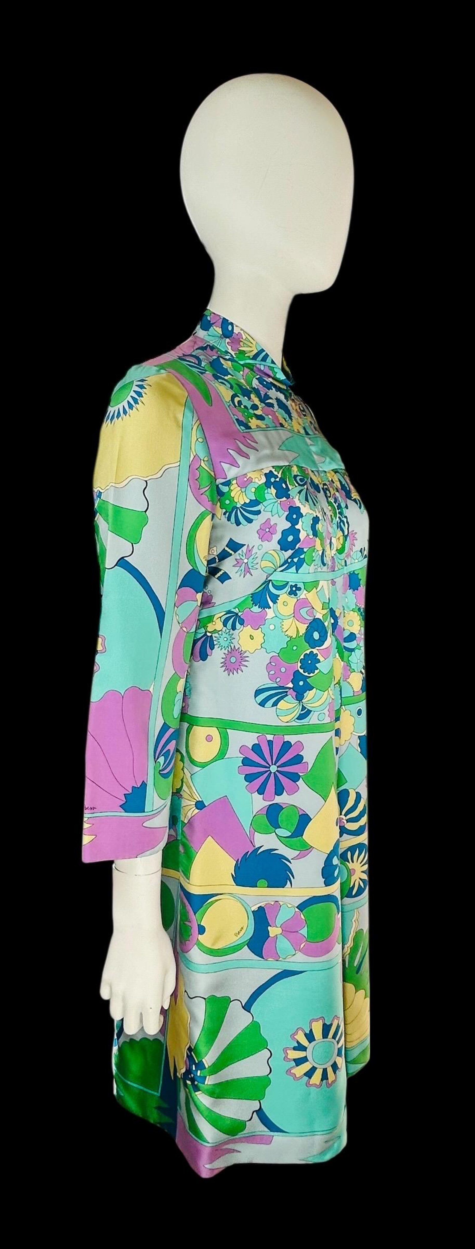 Vintage 1960’s Bessi Mod Psychedelic Op Art Couture Silk Dress Size S 4 ...