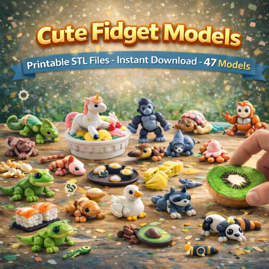 47 Models Cute Fidget Toys STL Bundle – Articulated Animals, Flexi ...