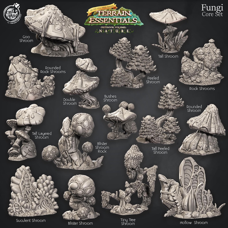 Fungi Terrain Set STL, Mushroom Terrain Bundle, Fantasy Tabletop ...