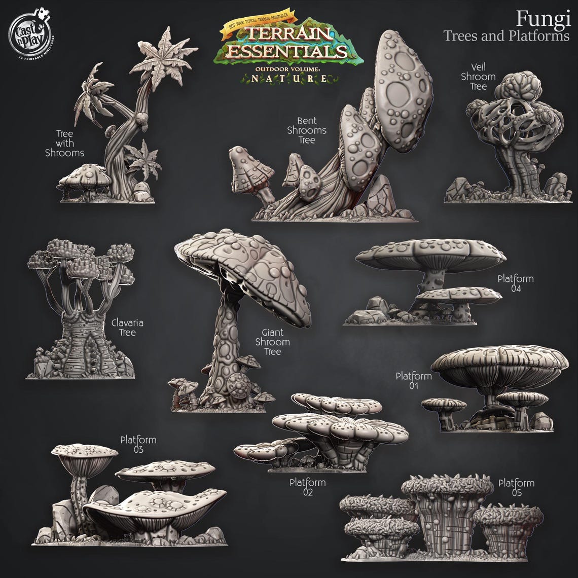 Fungi Terrain Set STL, Mushroom Terrain Bundle, Fantasy Tabletop ...