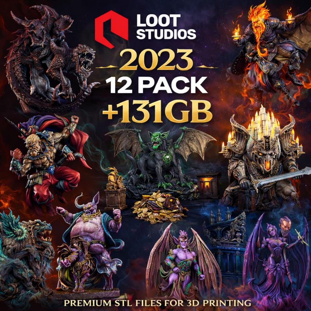 Fantasy STL Mega Bundle 2023 | 12 Pack Tabletop & RPG Miniatures | 131 ...