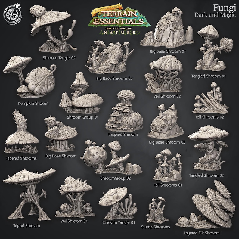 Fungi Terrain Set STL, Mushroom Terrain Bundle, Fantasy Tabletop ...