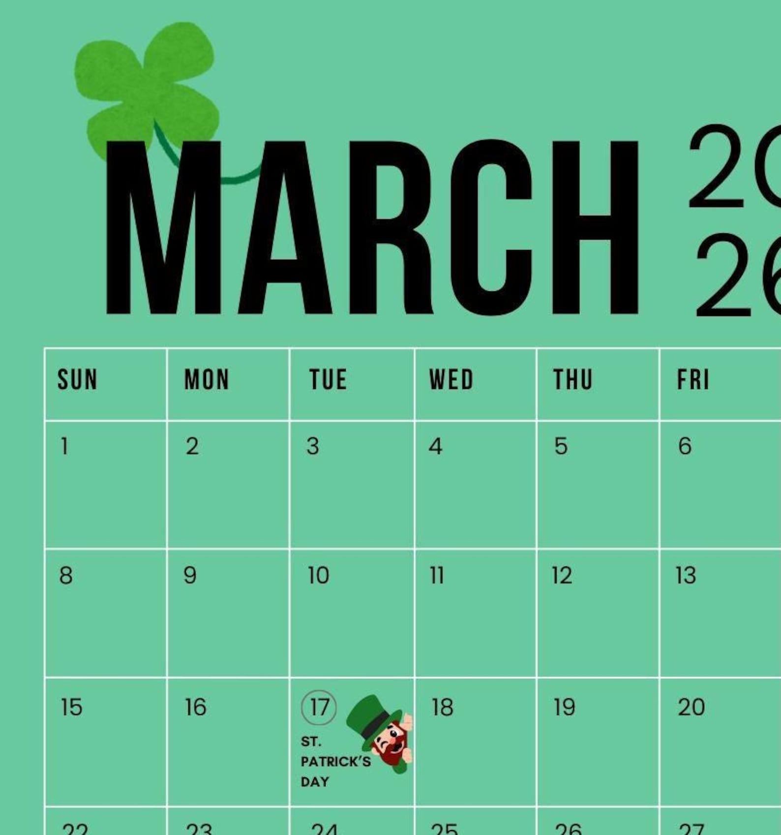 2026 Calendar - March (all Months Available Separately) - Etsy