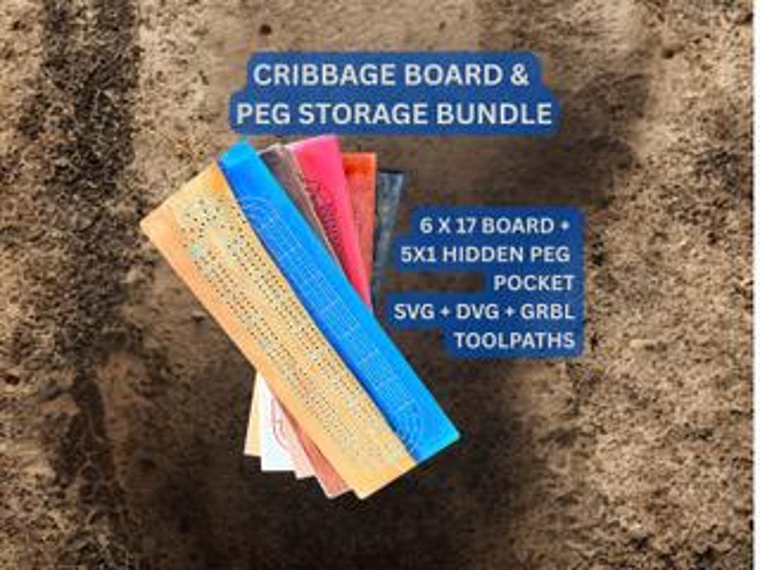 CNC Cribbage Board & Peg Storage Bundle SVG and DXF + Grbl Toolpaths ...