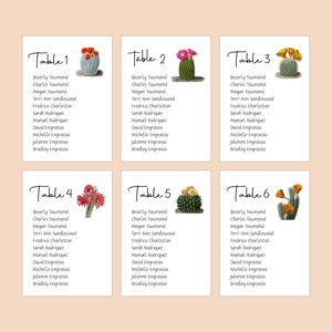 Cactus Seating Cards, Table Assignment Cards, Seating Information ...
