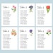 Flower Seating Cards, Floral Seating, Seating Cards by Table Number ...