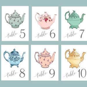 Teapot Table Numbers, Teapot Table Tents, Teapot Table Cards, Teapot ...