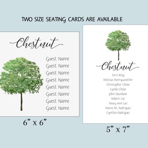 Green Tree Seating Cards, Table Assignment Charts, Seating Information ...