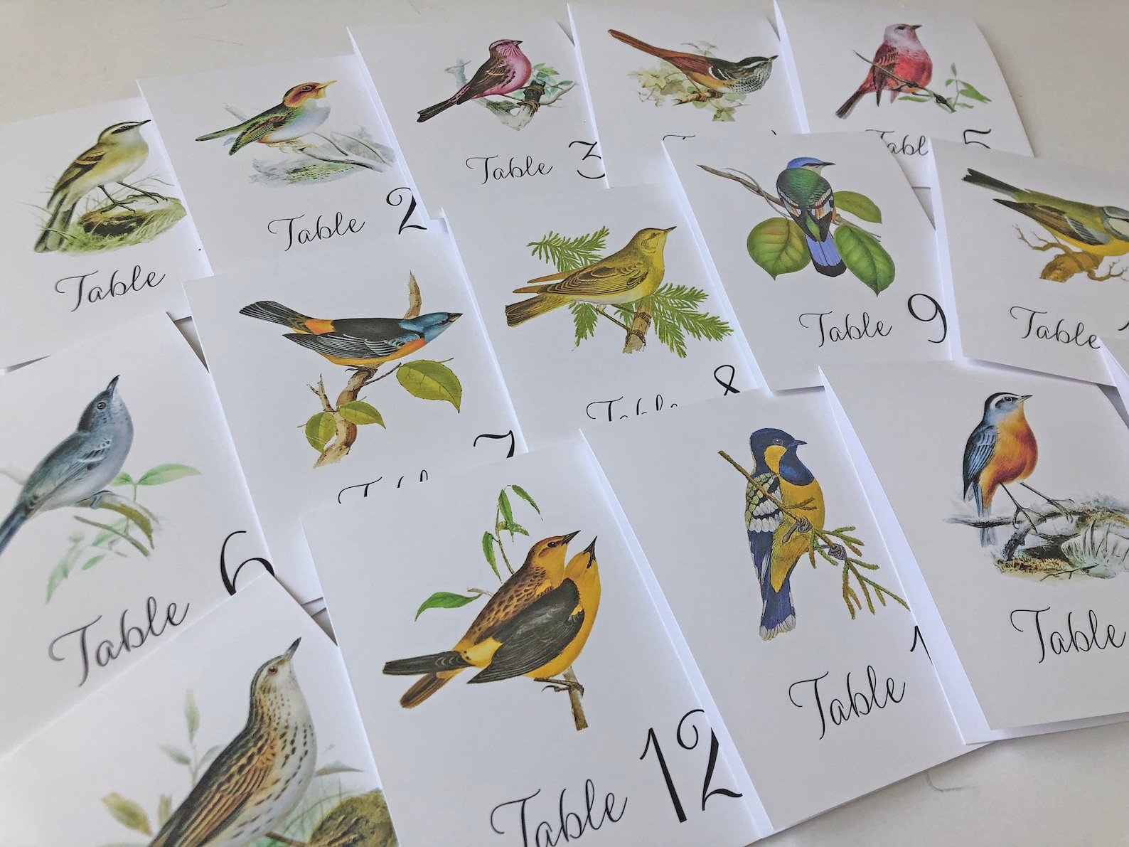Bird Table NUMBERS, Bird Table Tent Cards, Wedding Table Cards With ...