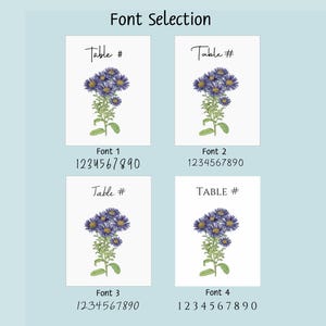 Flower Table NUMBER Cards, Wedding Table Cards, Botanical Table Cards ...