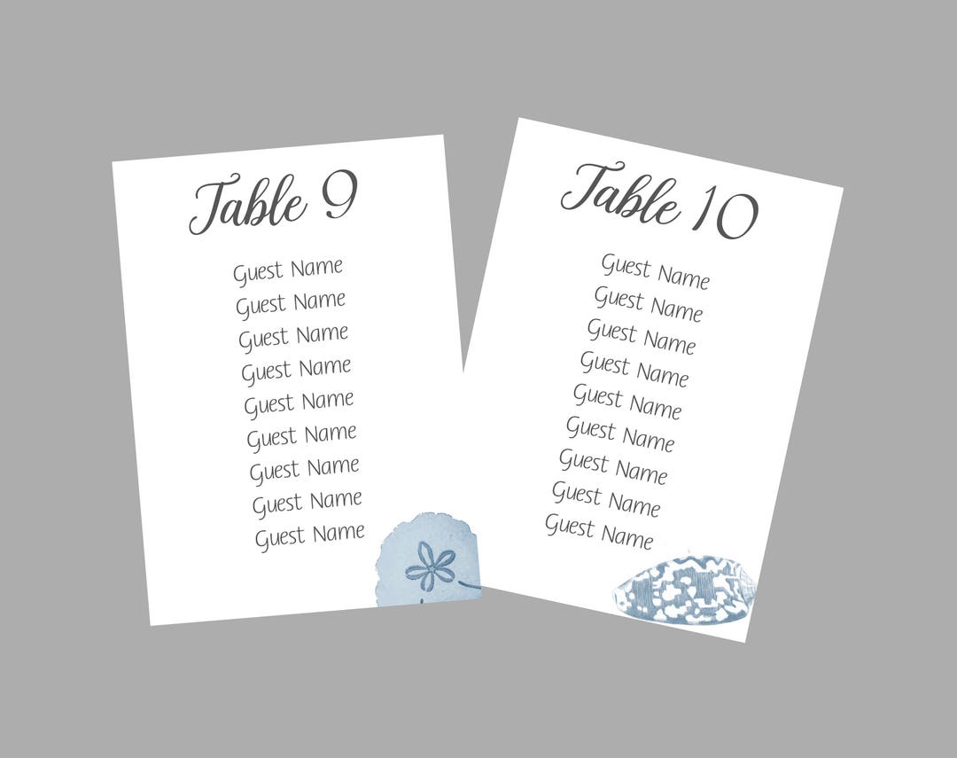 Shell Numbered Seating Cards, Beach Seating Cards, Table Assignments ...