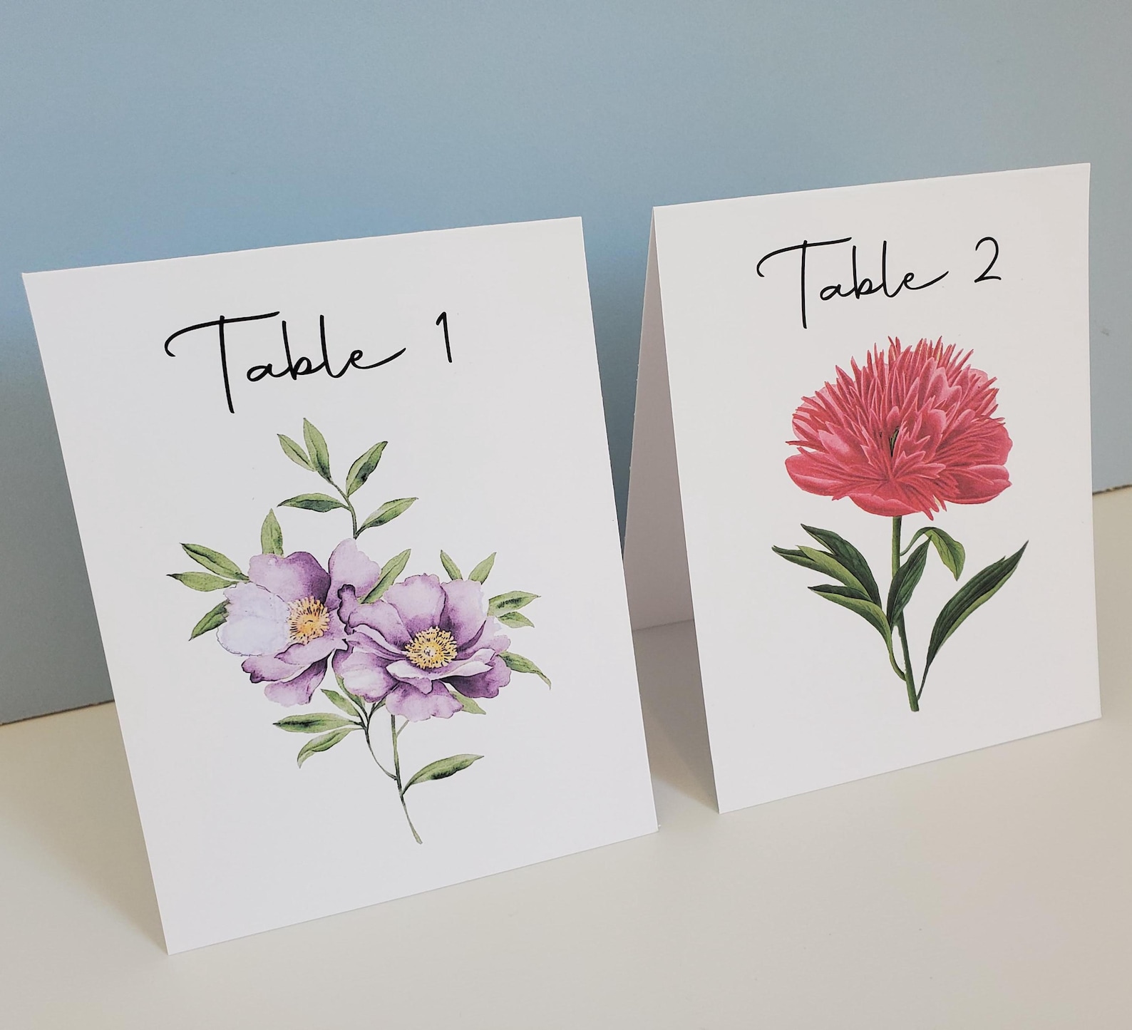 Flower Table NUMBER Cards, Wedding Table Cards, Botanical Table Cards ...