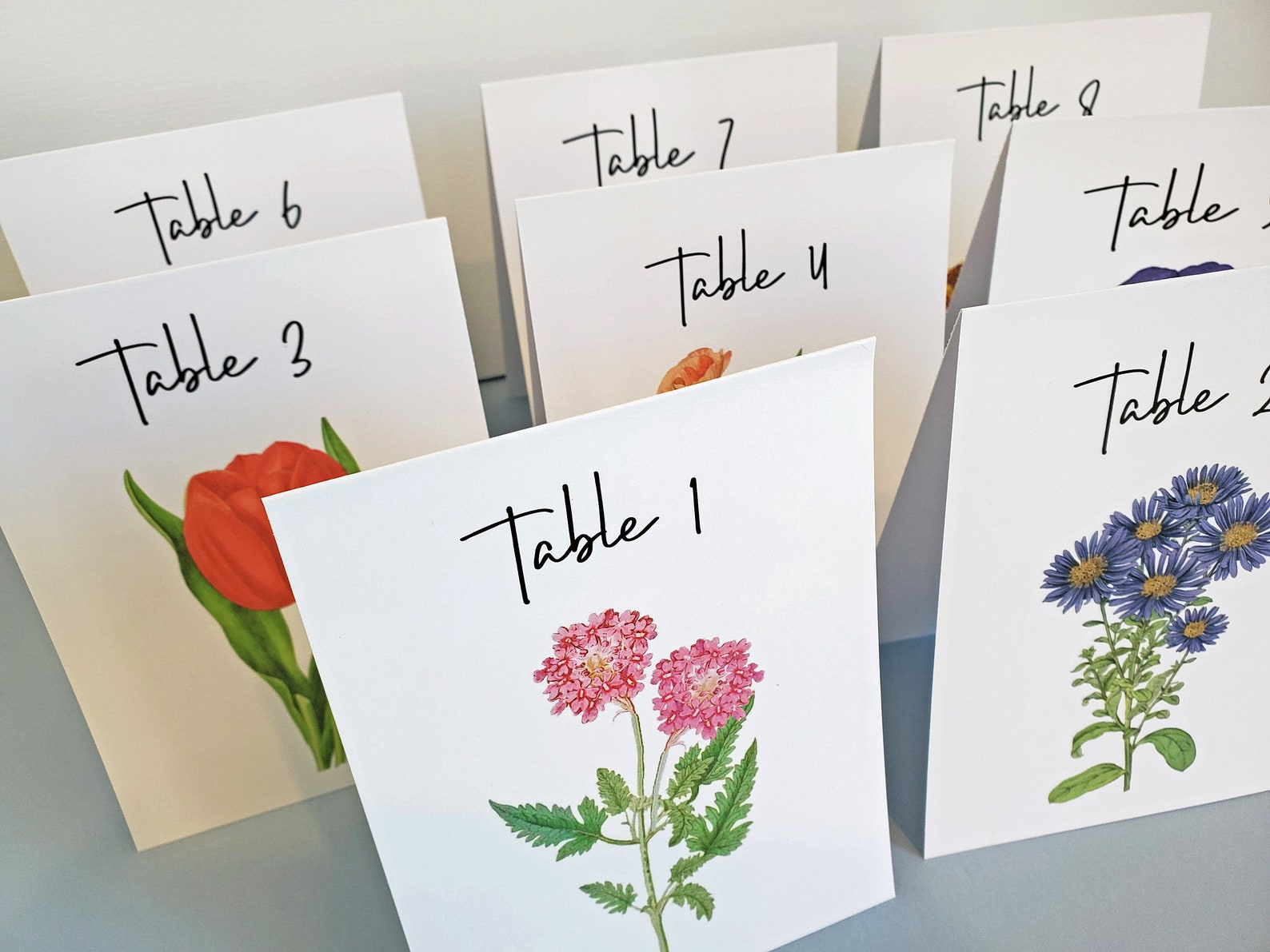 Flower Table NUMBER Cards, Wedding Table Cards, Botanical Table Cards ...