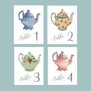 Teapot Table Numbers, Teapot Table Tents, Teapot Table Cards, Teapot ...