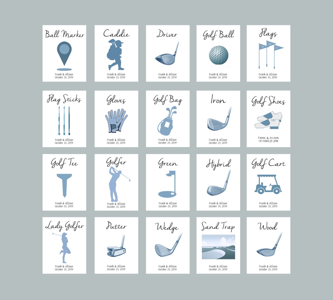 Golf Theme Wedding, Golf Party or Event, Golf Table Cards, Table ...