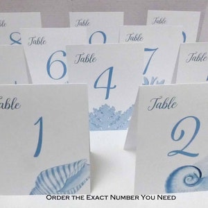 Shell Table Numbers, Beach Wedding, Shell Cards, Surf and Turf Wedding ...